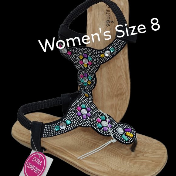 just be | Shoes | Just Be Rhinestone Flip Flop Strap Sandal Womens Size ...